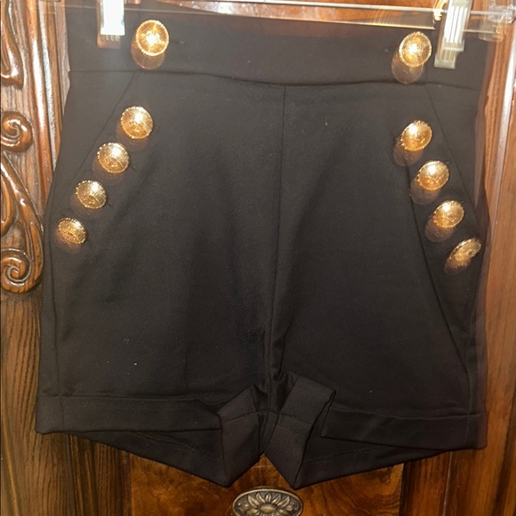 Shorts | Black Highwaisted Shorts With Gold Buttons | Poshmark